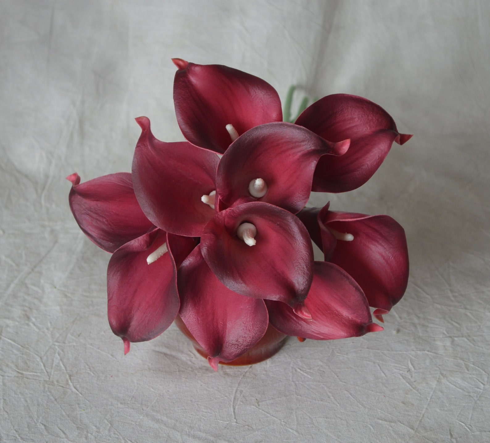 10 Lighter Burgundy Calla Lilies Real Touch Flowers DIY Silk Wedding ...