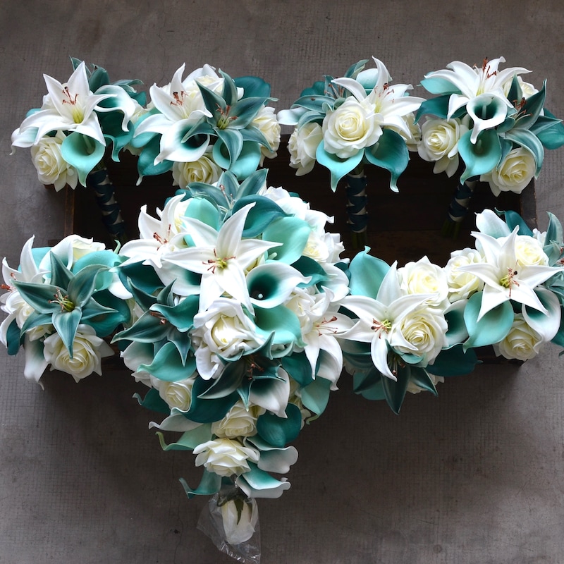 Teal Wedding Bouquet - Etsy