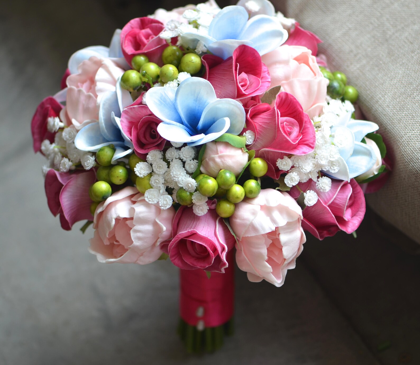 Fuchsia Pink Roses Peonies Wedding Package Real Touch Flowers - Etsy