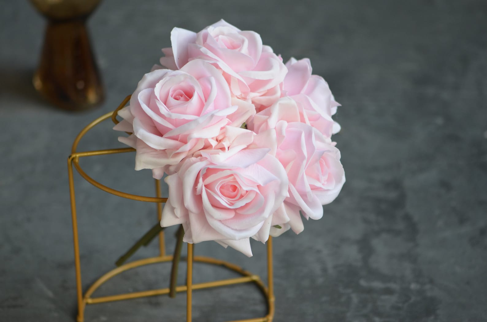 5 Stems Real Touch Rose Bundle, Rose Arrangement, Small Table ...