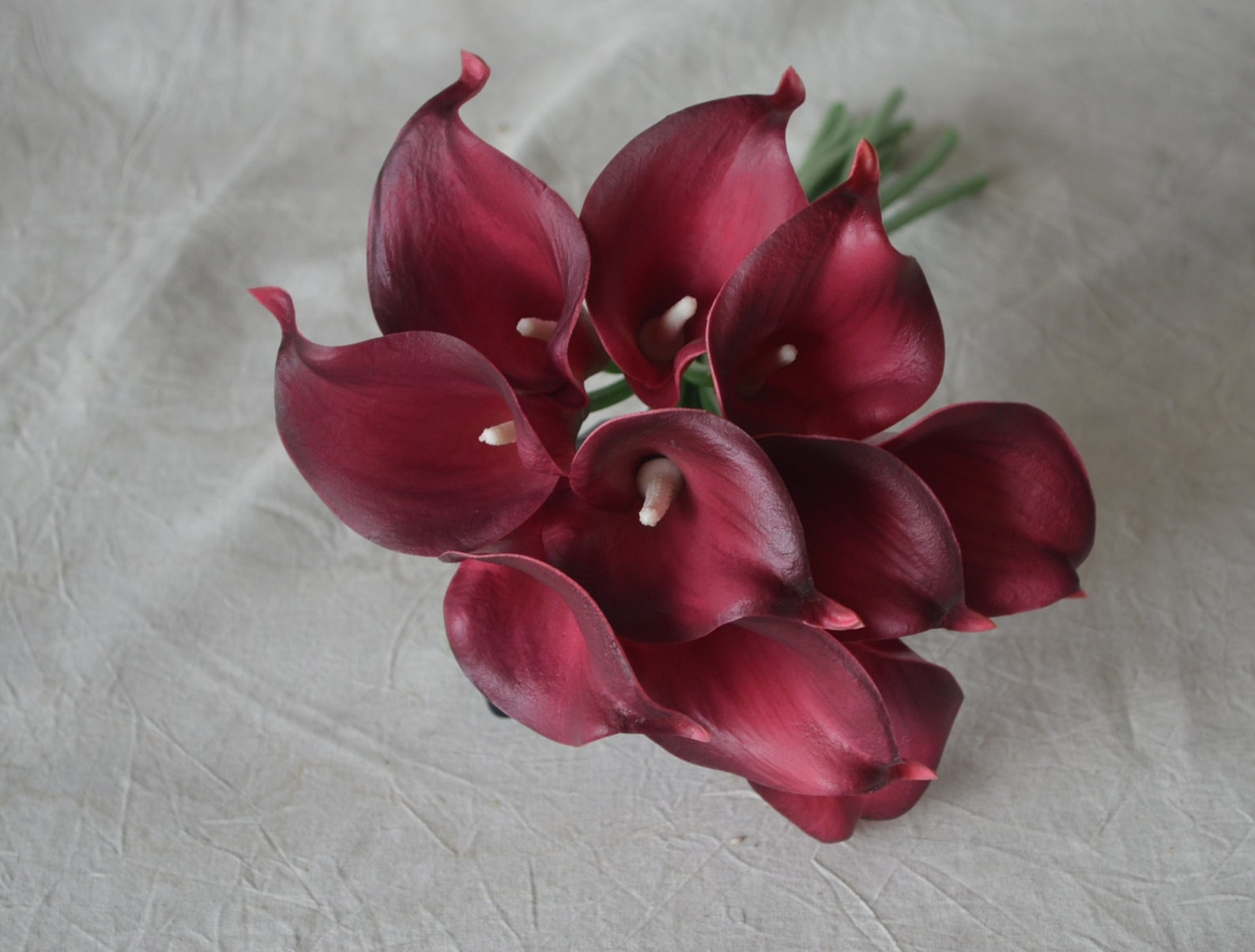 10 Lighter Burgundy Calla Lilies Real Touch Flowers DIY Silk Wedding ...