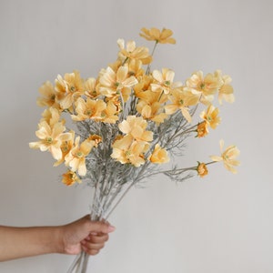 23.5" Fake Cosmos Wildflowers Branch in Soft Yellow & Champagne, Spring ...