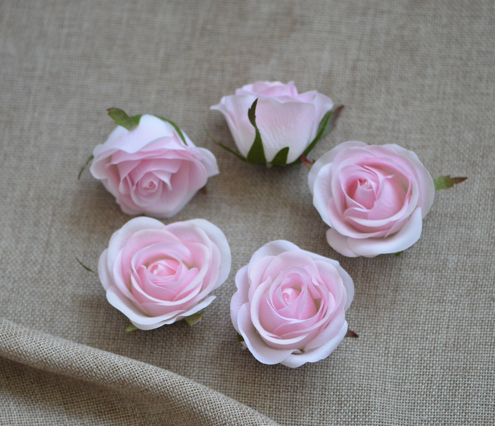 Pale Pink Rose Heads Small Real Touch Roses DIY Wedding Cake Toppers ...