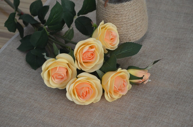 Champagne Real Touch Silk Roses Spray DIY Wedding Centerpieces | Etsy