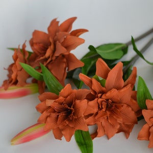 Burnt Orange Garden Lily, Real Touch Rust Lily, Artificial Fall ...