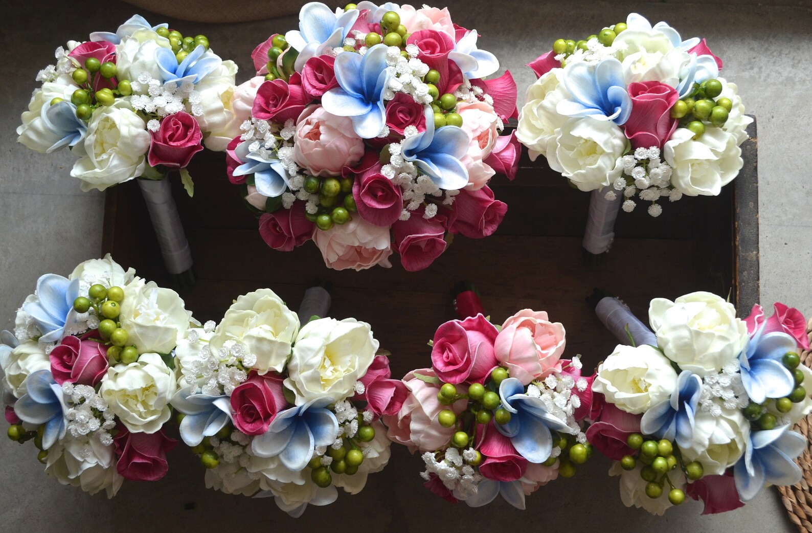 Fuchsia Pink Roses Peonies Wedding Package Real Touch Flowers - Etsy