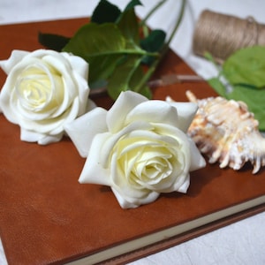 Ivory Cream Roses Real Touch Silk Latex Roses Wedding Flowers DIY Silk ...