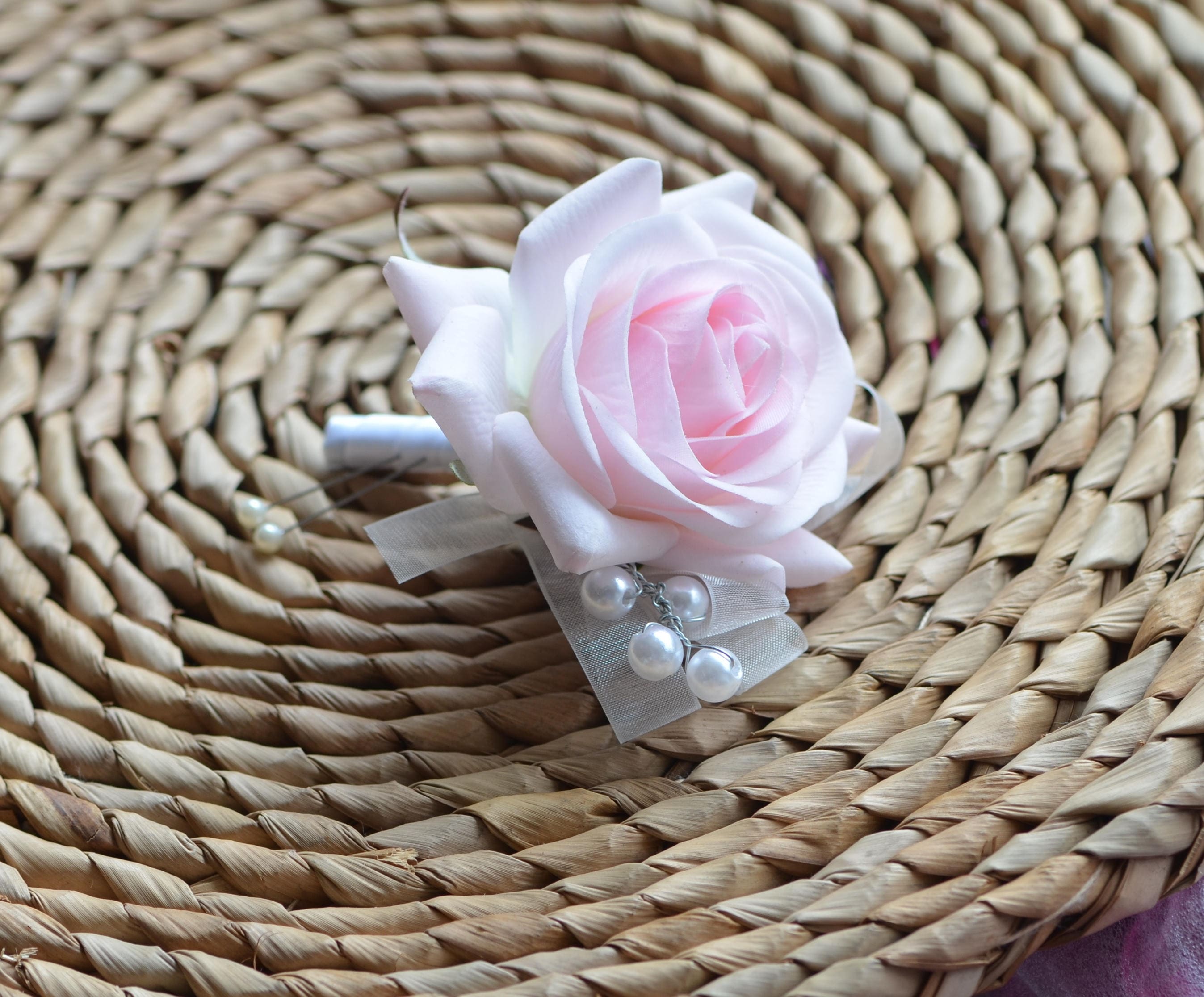 Light Pink Rose Boutonniere Real Touch Flowers - Etsy