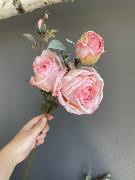 Pink Dried Look Faux Roses Artificial Flower Wedding/home - Etsy