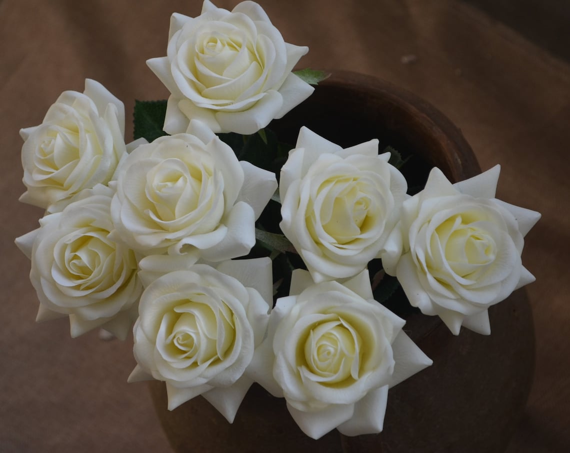 Ivory Cream Roses Real Touch Silk Latex Roses Wedding Flowers - Etsy