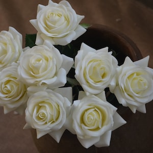 Ivory Cream Roses Real Touch Silk Latex Roses Wedding Flowers DIY Silk ...