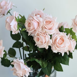 29.5" Soft Blush Pink Real Touch Roses, High Quality Artificial Flowers ...