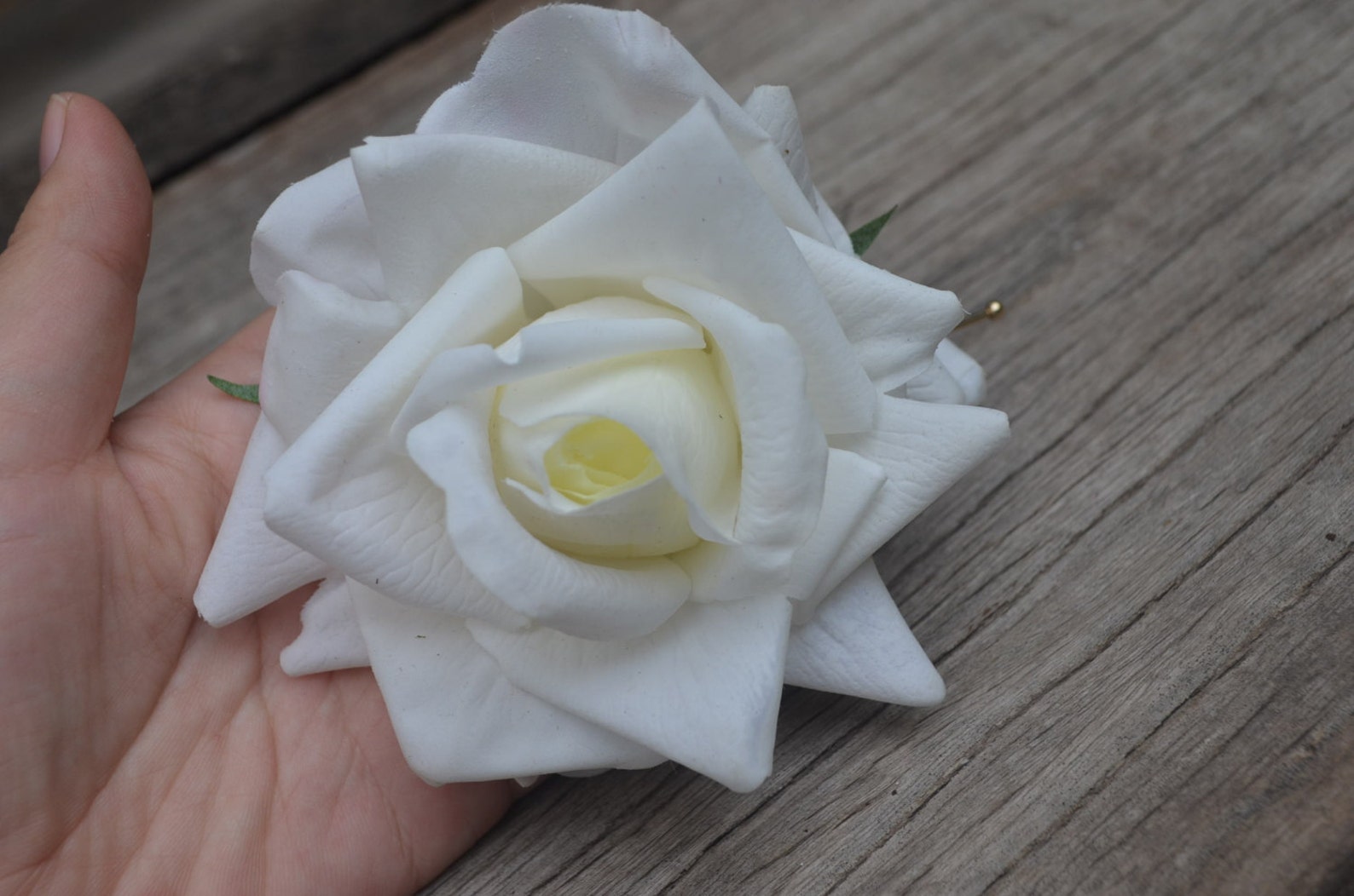 Wedding Flower Hair Clip-real Touch White Rose Large Hair - Etsy
