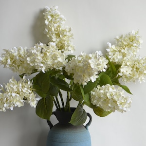 27.5" Real Touch Cream Hydrangea Branch, Realistic Ivory Faux Lilac ...