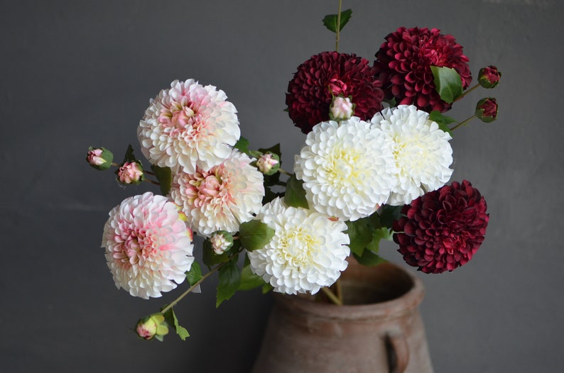 Faux Dahlia White Dahlia Flowers Gradient Red Burgundy - Etsy