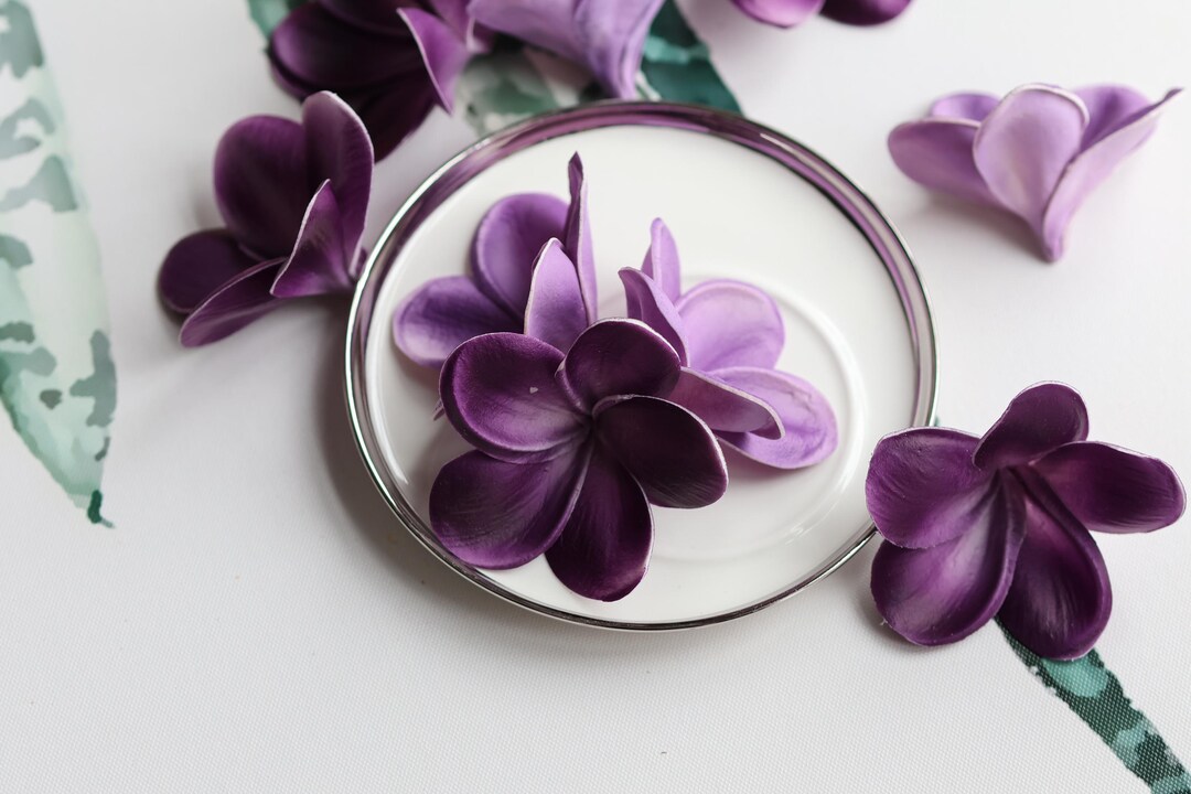 Faux Natural Real Touch Dark Purple Artificial Frangipani Plumeria ...