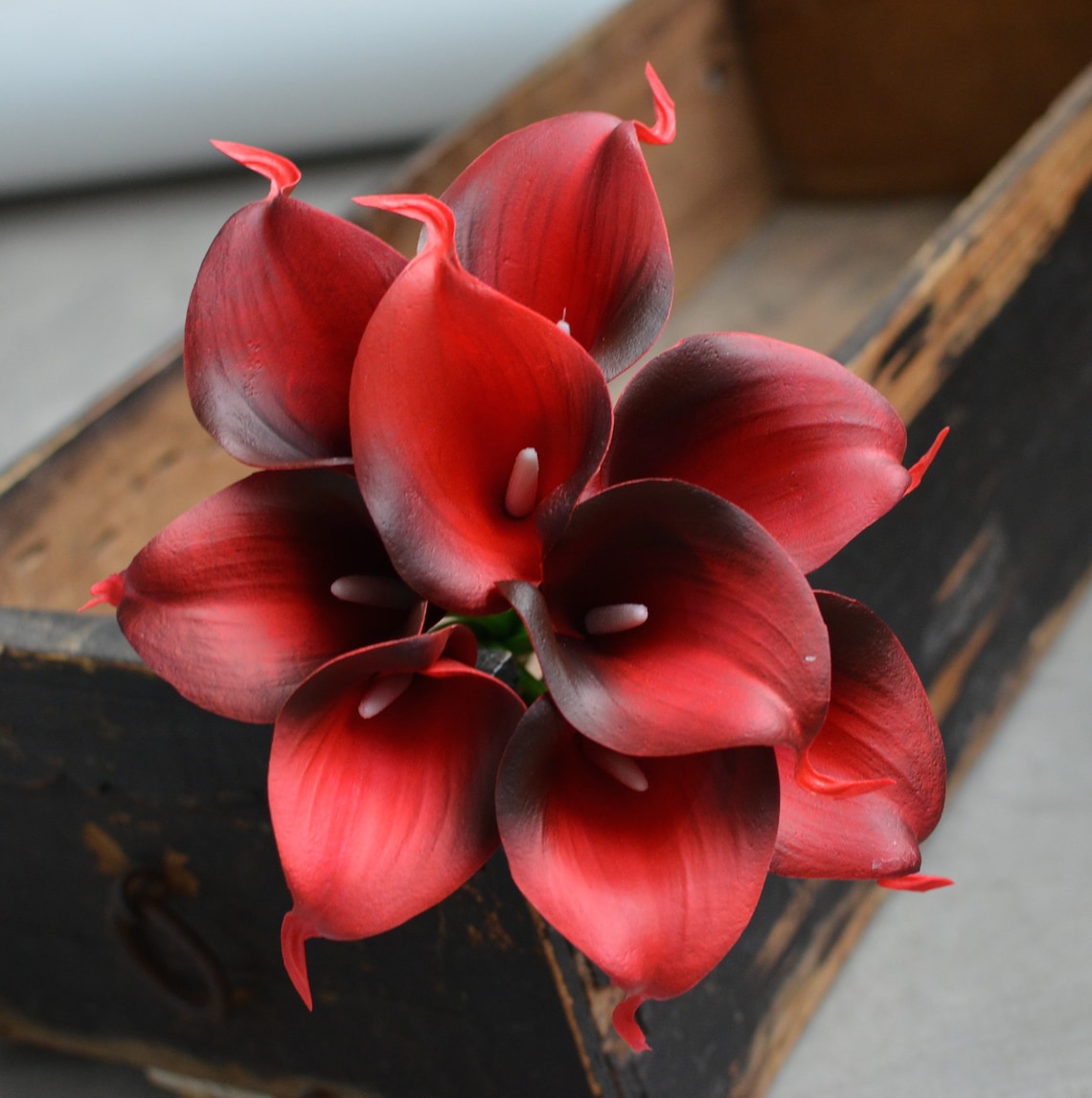 Dark Red Calla Lilies Real Touch Flowers DIY Silk Wedding - Etsy