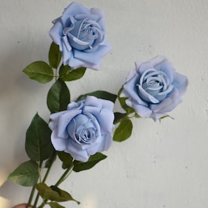 29" Real Touch Pale Dusty Blue-purple Fake Roses, Faux Roses, High ...