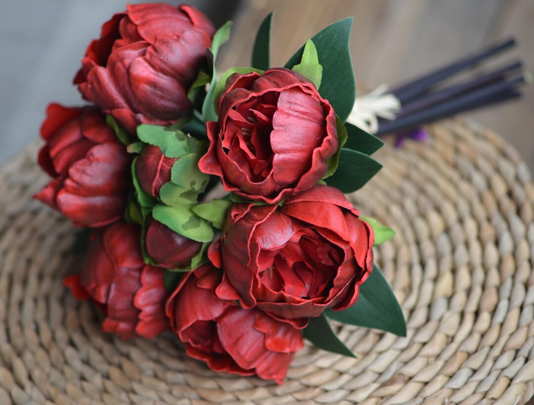 Darker Red Peonies Real Touch Peonies for DIY Wedding Bouquets ...