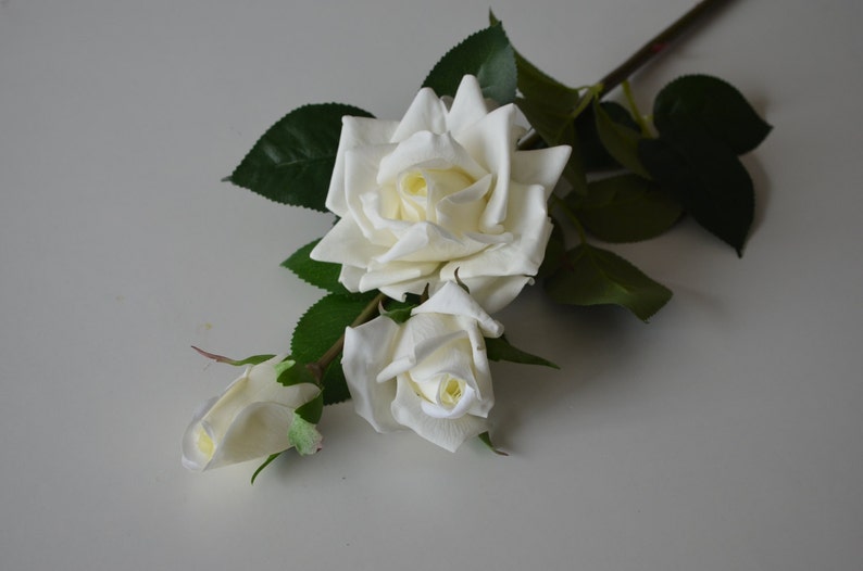 Cream White Roses Real Touch Roses Stems 3 Heads/stem DIY - Etsy
