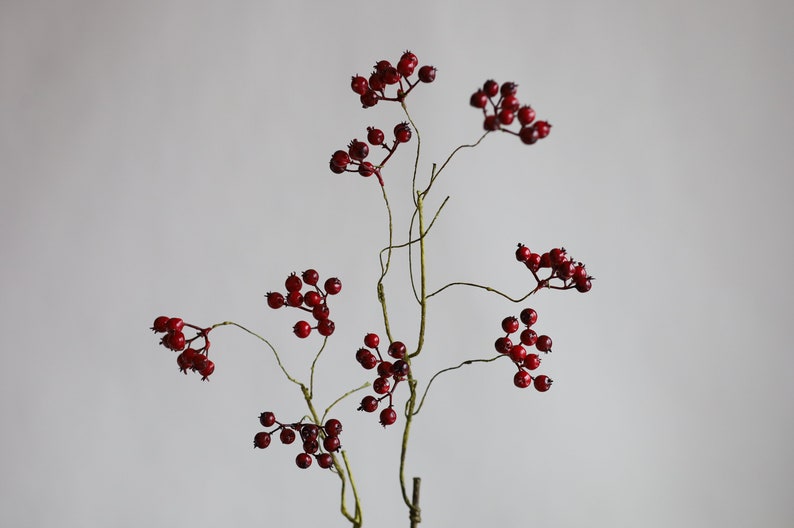 29" Faux Cranberry Branch, Decorative Cranberry Stem, Minimalist Style ...