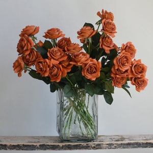 Burnt Orange Real Touch Silk Roses, DIY Florals | Wedding/home/kitchen ...