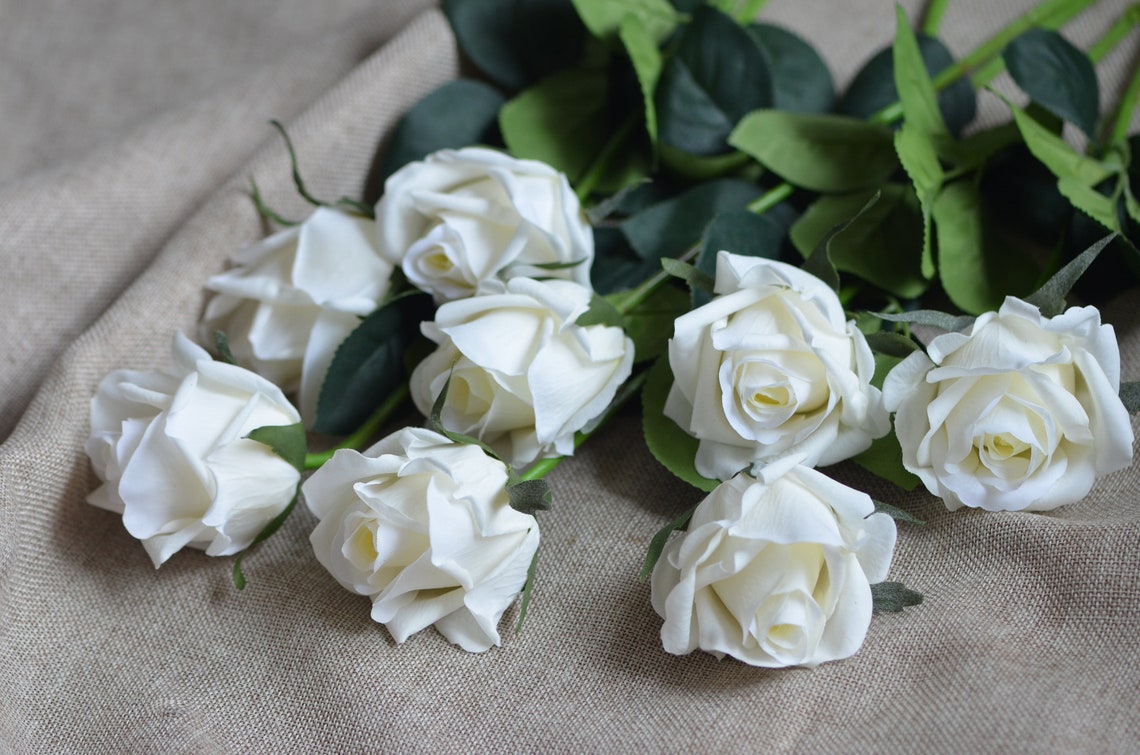 17 Ivory Real Touch Faux Half-open Roses DIY Florals - Etsy