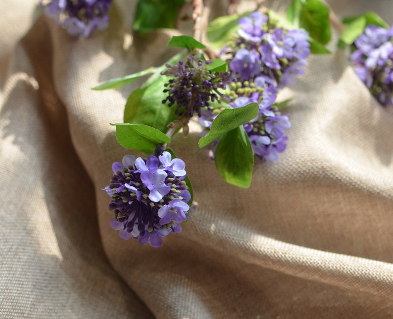 Purple Ball Flowers Silk Small Ball Flowers Floral Arrangement | Etsy