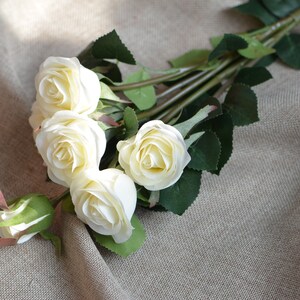 6 Heads Small Roses, Real Touch Roses, Ivory Roses Spray Stems, DIY ...