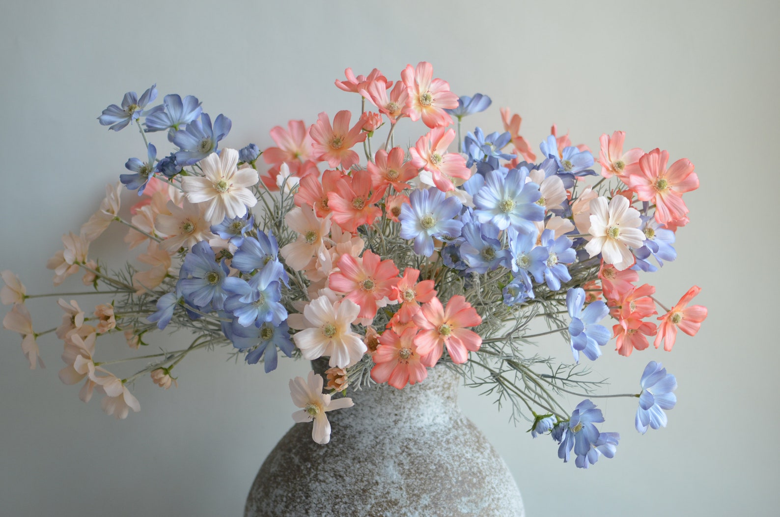 23.5" Faux Cosmos Flowers Branch-coral Pink, Blue, Champagne Fake ...