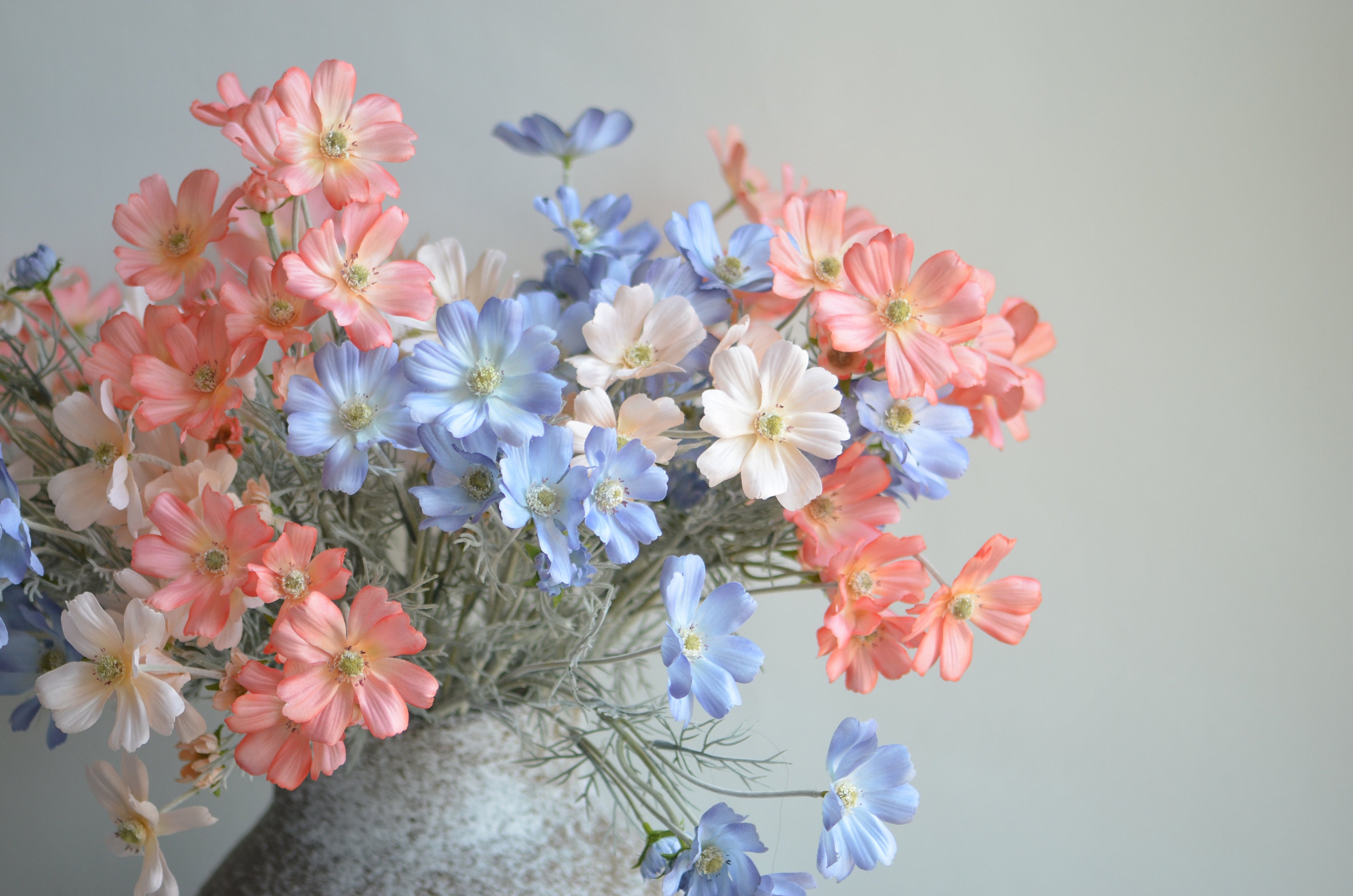 23.5" Faux Cosmos Flowers Branch-coral Pink, Blue, Champagne Fake ...