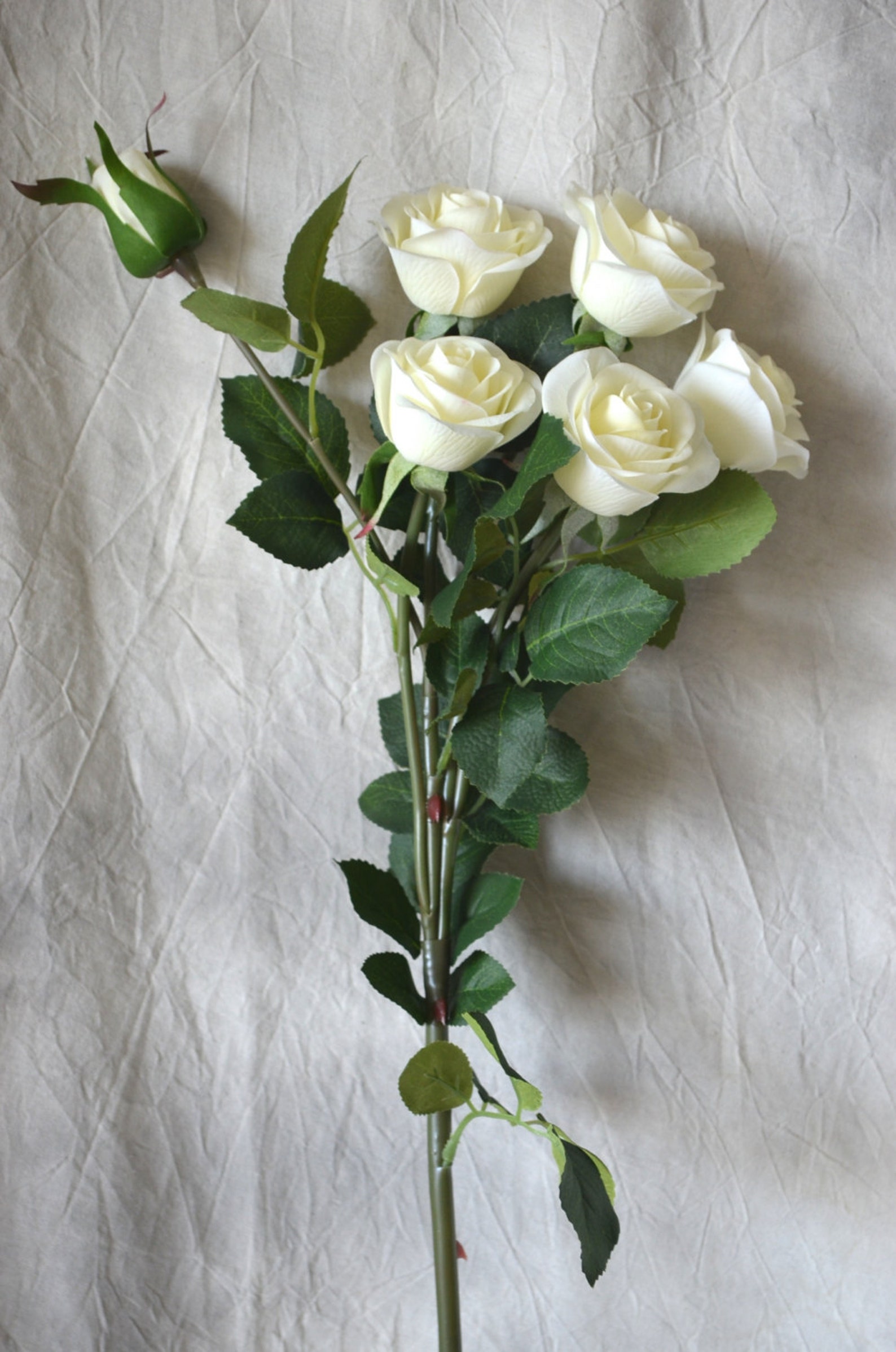 6 Heads Small Roses, Real Touch Roses, Ivory Roses Spray Stems, DIY ...