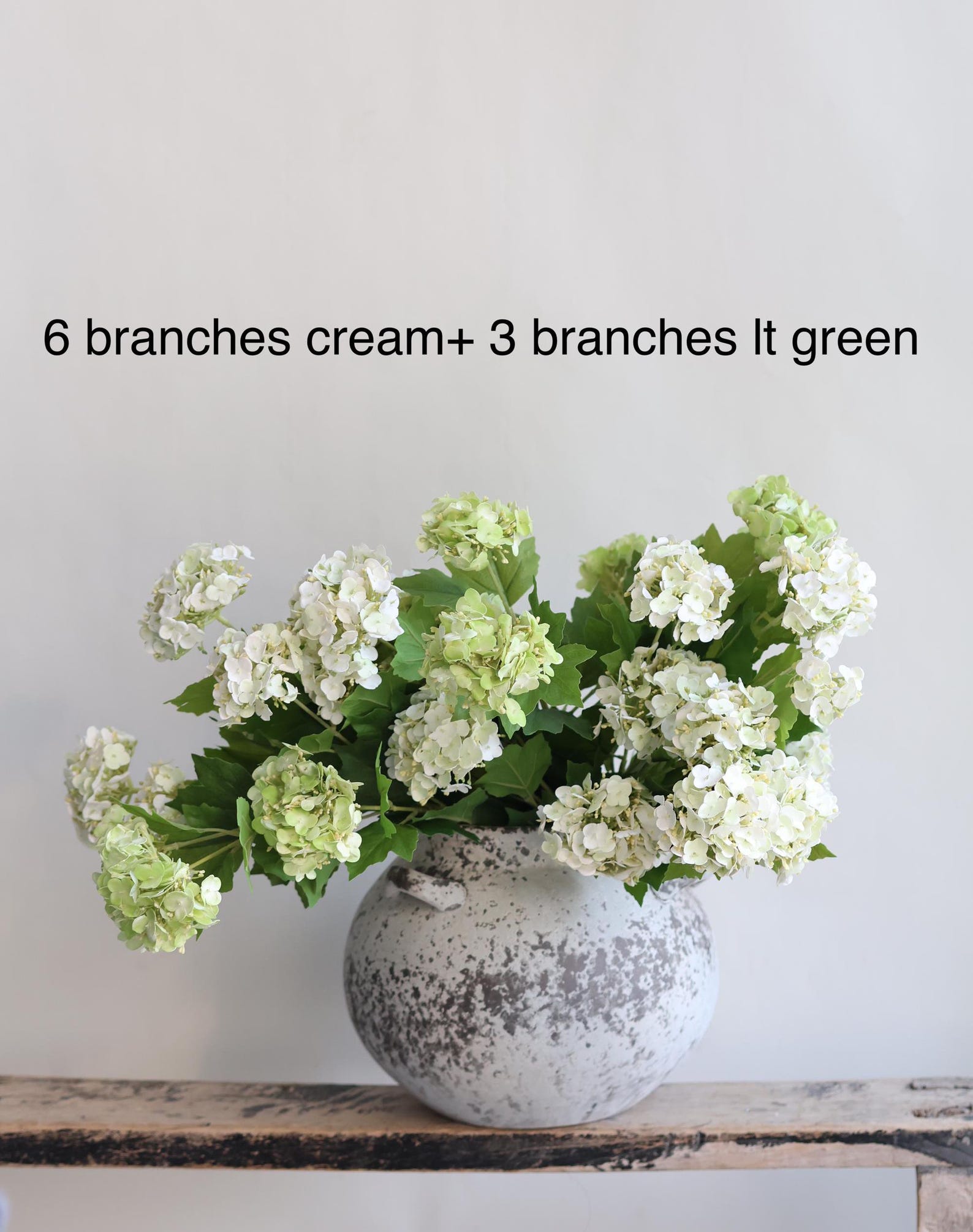 25" Artificial Snowball Flowers Branch in Cream, Real Touch Flowers ...