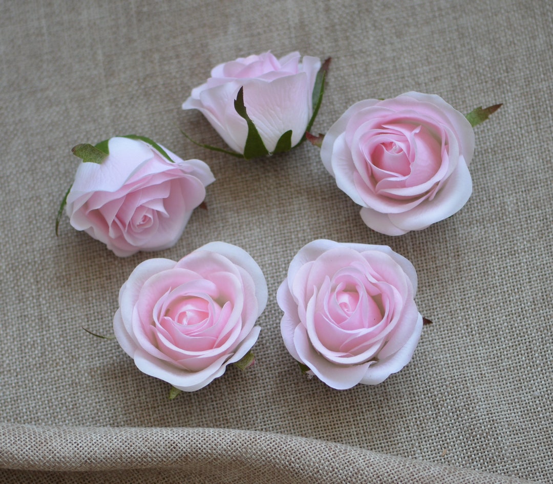 Pale Pink Rose Heads Small Real Touch Roses DIY Wedding Cake Toppers ...