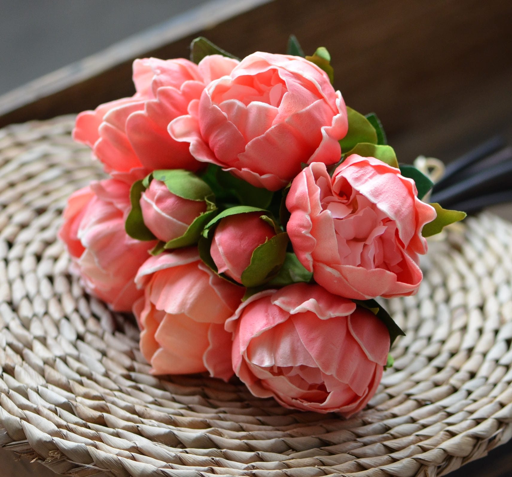 Coral Peonies Real Touch Flowers PU Peonies Bunch DIY Silk - Etsy