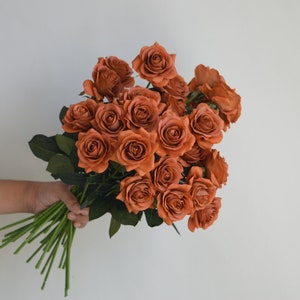 Burnt Orange Real Touch Silk Roses, DIY Florals | Wedding/home/kitchen ...