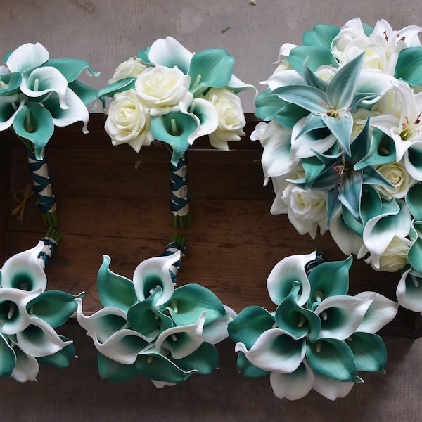 Teal Wedding Bouquet - Etsy