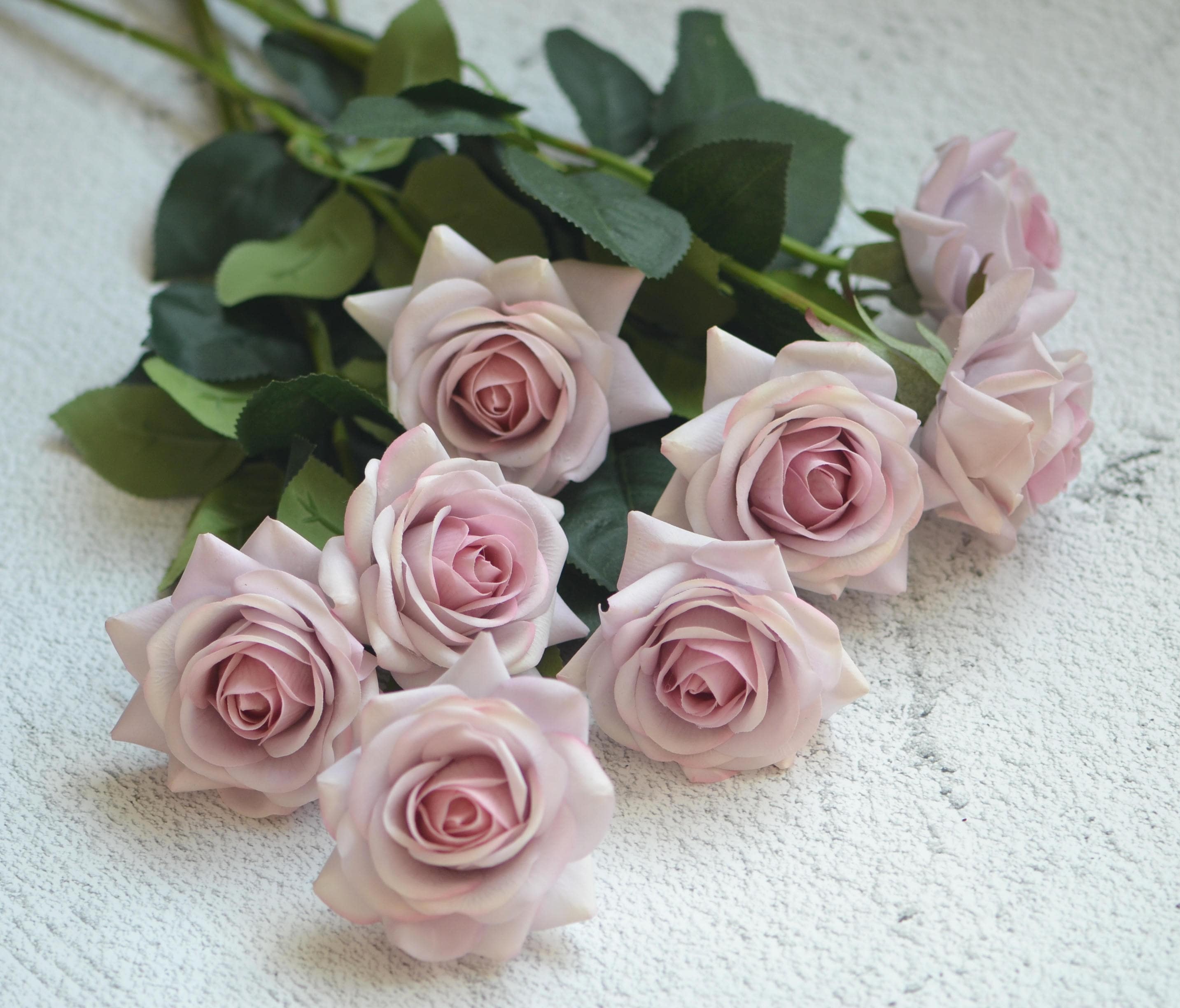 Pale Mauve Purple Roses Real Touch Flowers Silk Roses DIY | Etsy