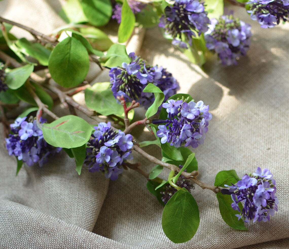Purple Ball Flowers Silk Small Ball Flowers Floral Arrangement | Etsy