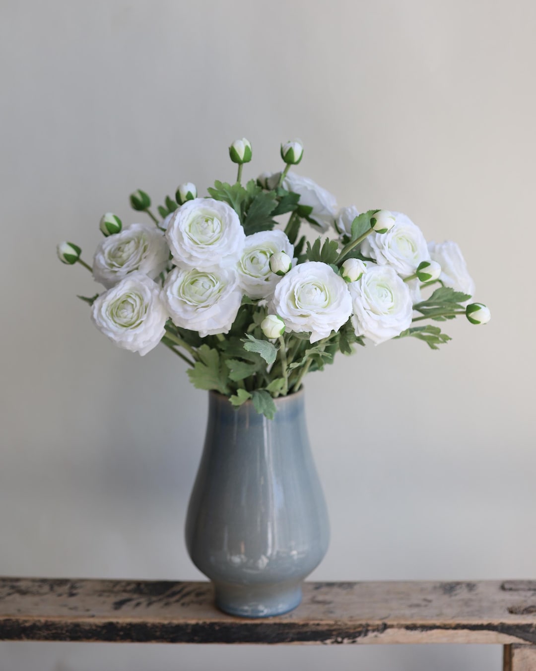 18.9" Real Touch Fake White Ranunculus, Spring Summer Handmade/wedding ...