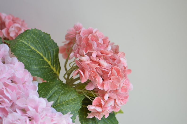 20" Real Touch Hydrangea Stem-light Pink/coral Pink , Luxry Realistic ...