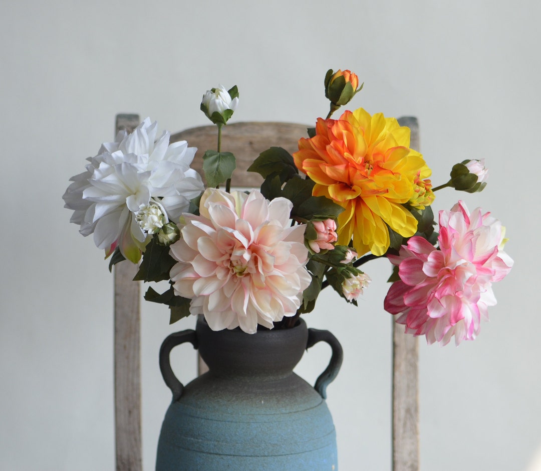 22.5" Faux Large Gradient Colors Dahlia, White Pink Blush Orange ...