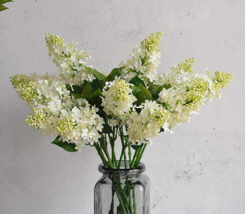 24.4" Faux Lilac Flower Branch-cream White, High-quality Artificial ...