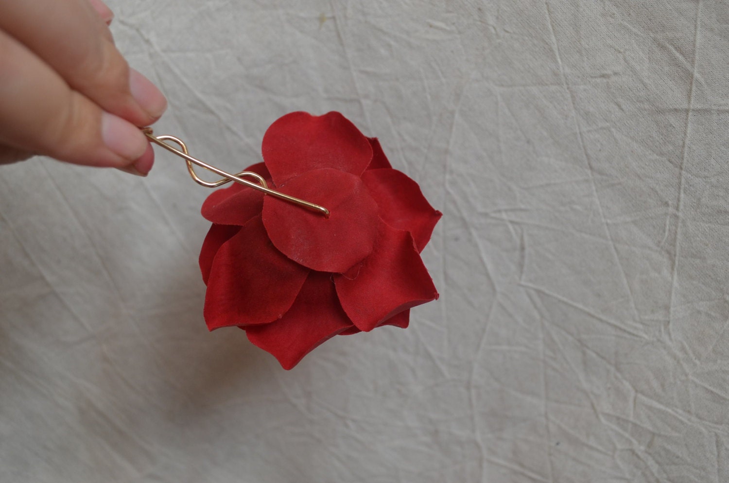 4pcs Wedding Flower Hair Clip-real Touch Red Rose Hair Clip | Etsy