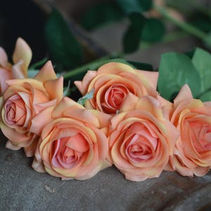 Orange Real Touch Silk Roses DIY Wedding Bouquets Silk Bridal Bouquets ...