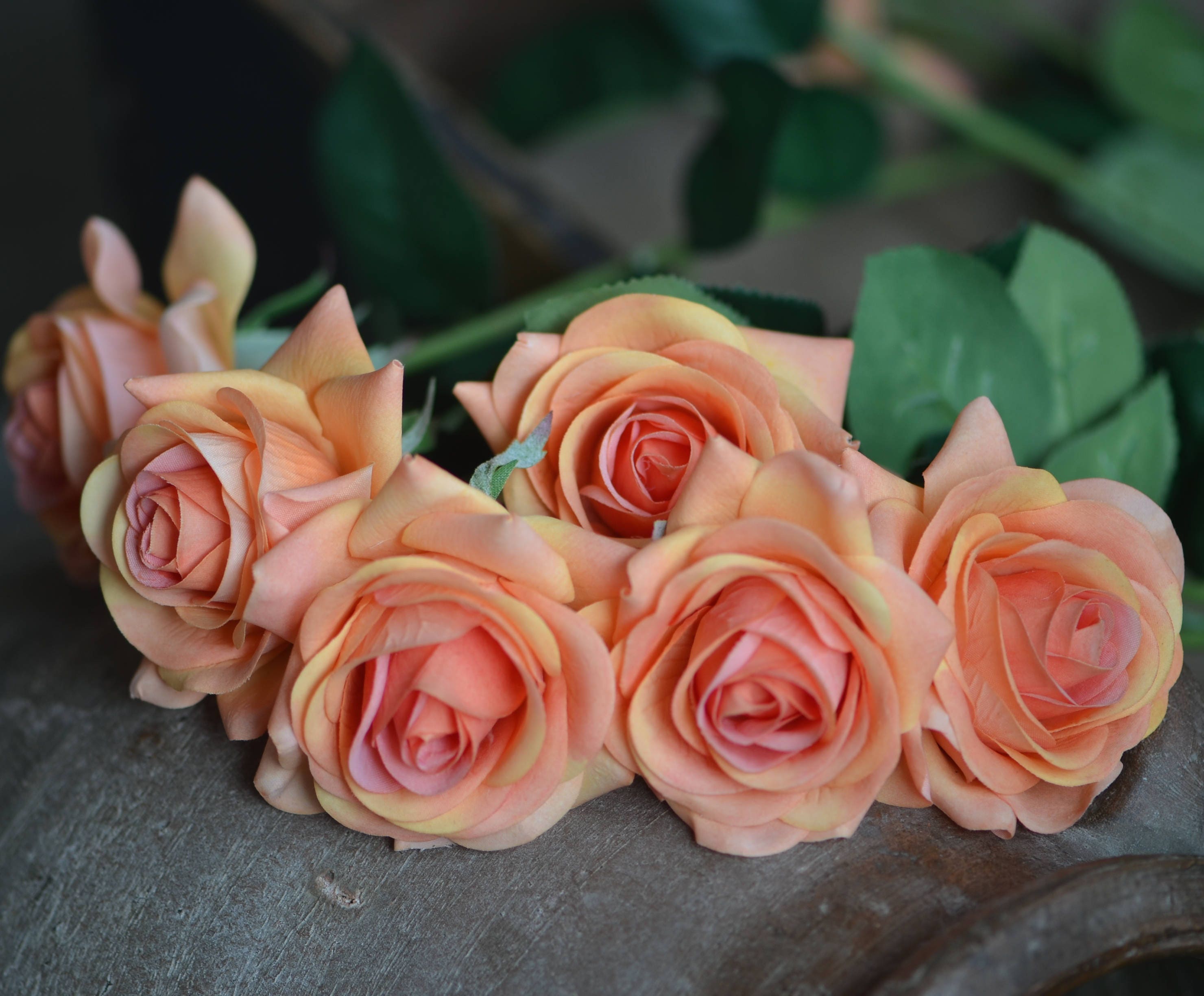 Orange Real Touch Silk Roses DIY Wedding Bouquets Silk Bridal | Etsy
