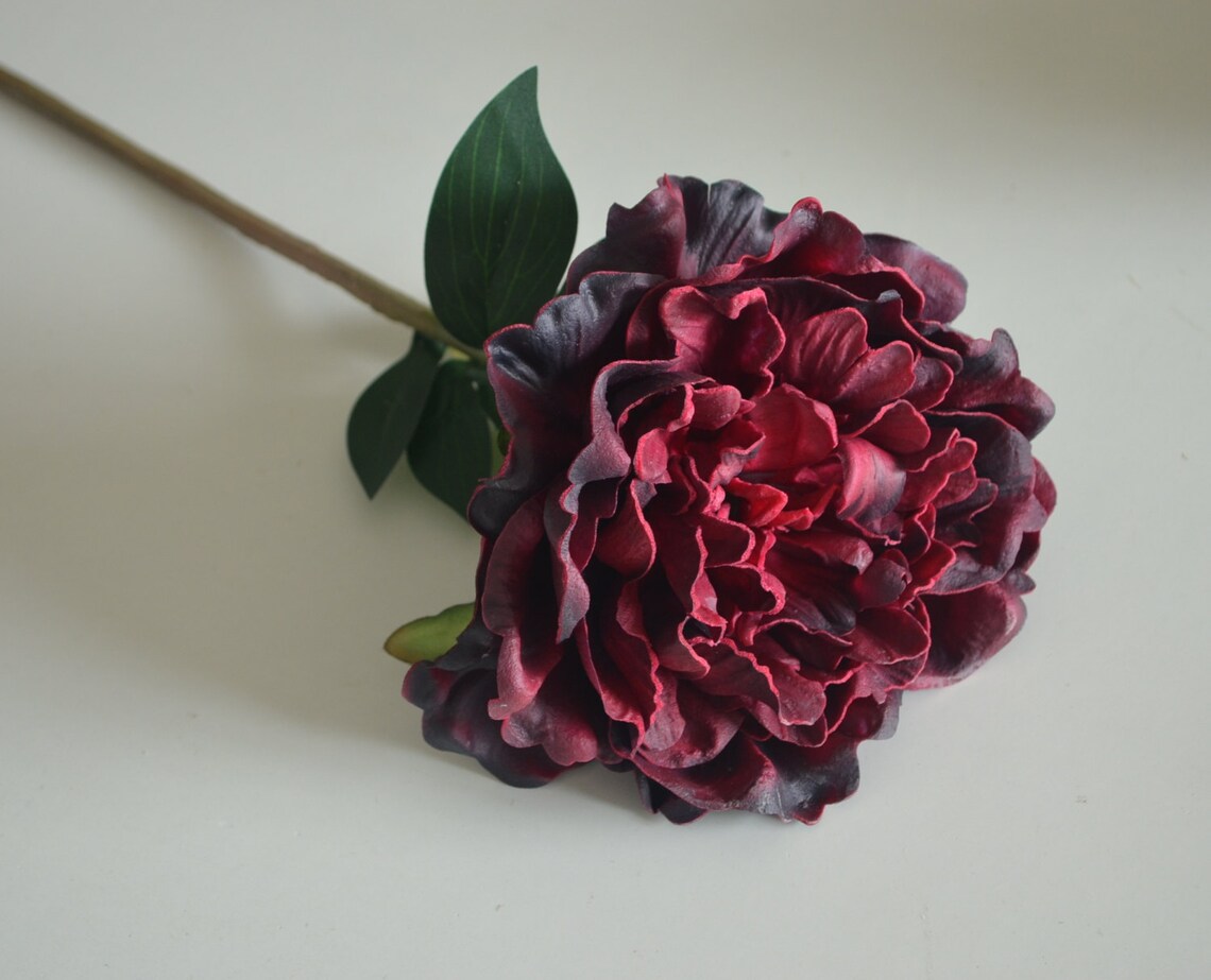 Dark Burgundy Peonies, Real Touch PU Flowers, DIY Silk Wedding, Bridal ...