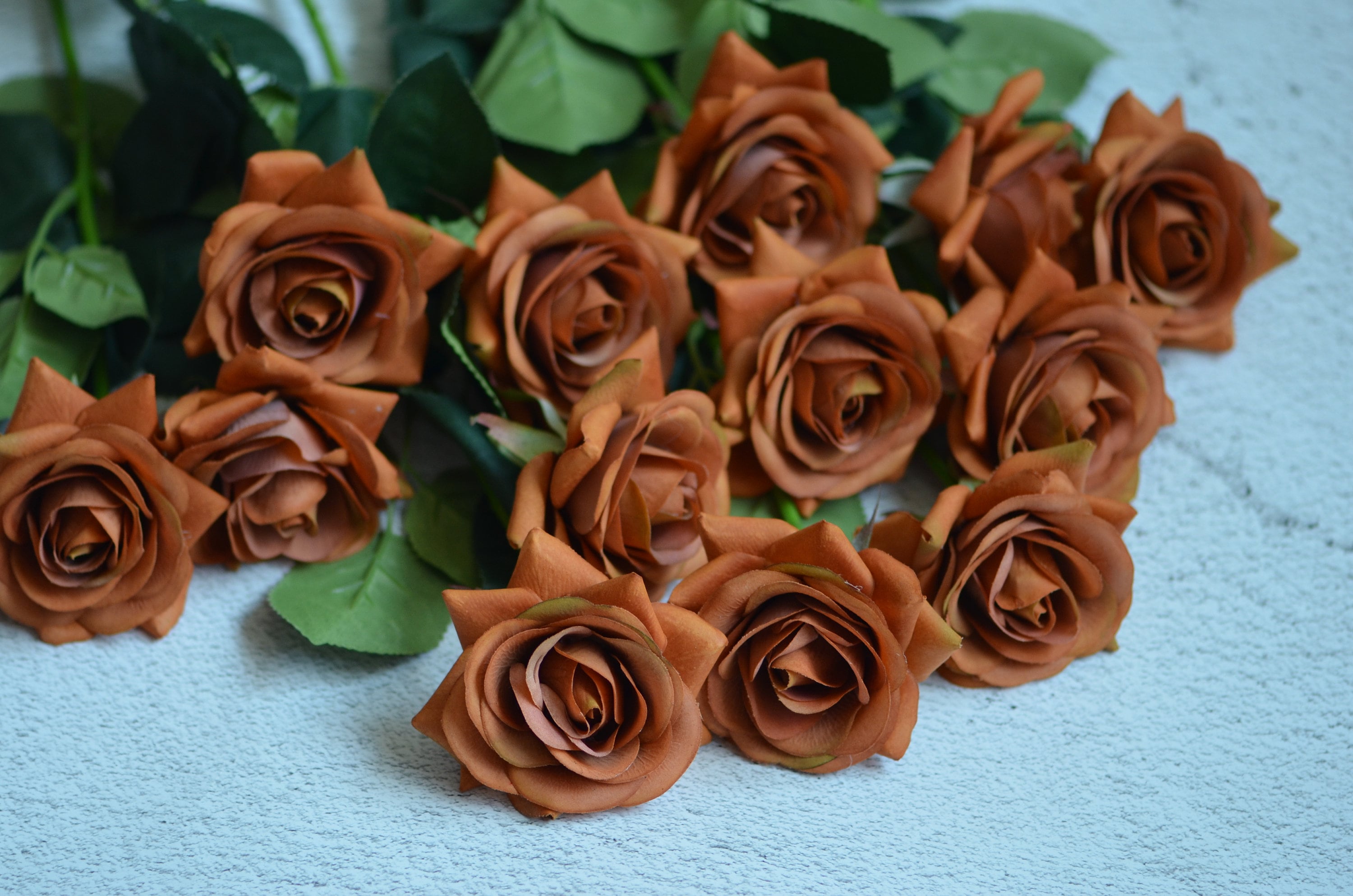 Burnt Orange Real Touch Silk Roses DIY Silk Bridal Bouquets | Etsy UK