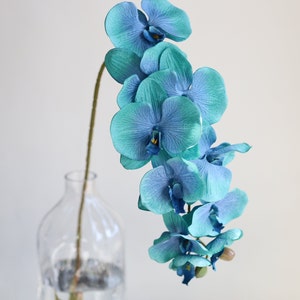 36.6" Turquoise Blue Fake Orchids-10heads, Artificial Phalaenopsis ...