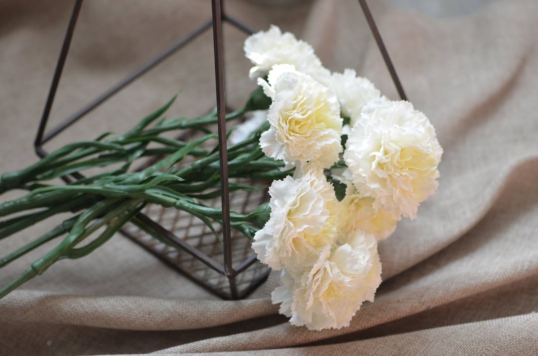 17" Real Touch Ivory White Carnations, Artificial Flower, DIY ...